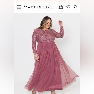 Maya Deluxe | Dresses | Maya Deluxe Desert Rose Pink Sequin Plus Gown ...